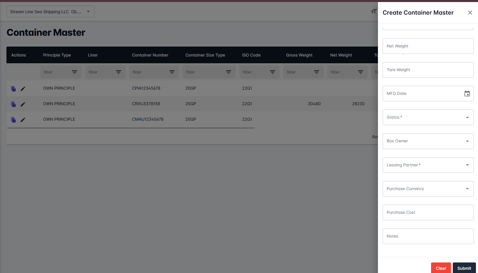 To store and manage details of each container, such as size, type ...